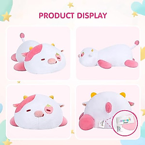 Weighted Stuffed Animals 4.0 Lbs – Weighted Strawberry Cow Plush, Weighted Plush Animals for Kids, Cow Weighted Pillow, Birthday Gifts for Women, Girls and Males (23 inch)