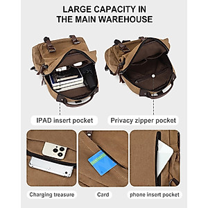 Messenger Bag for Men Small Sling Crossbody Backpack for Men Women Canvas Strap Backpack for Working Hiking Cycling Travel, Khaki