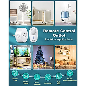 Remote Control Outlet, ELECTOP 15A/1500W Wireless Outlet Power Switch, No Wire Long Range Electrical Switch Plug On/Off for Lights, Fans, Christmas Lights, Household Appliance, 4000V Anti Surge