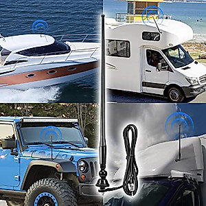 Eightwood Marine Boat Radio Antenna 16 Inch Rubber Duck Flexible Mast FM AM Stereo Antennae for Boat Car RV Motorhome ATV UTV Tractor Motorcycle Yacht