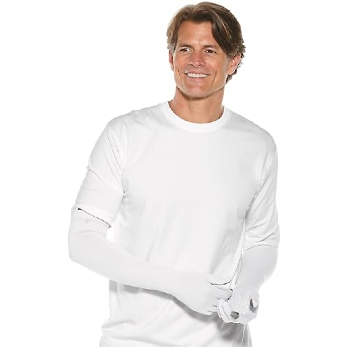 Coolibar UPF 50+ Men's Women's Culebra UV Long Sun Gloves - Sun Protective (Medium- White)