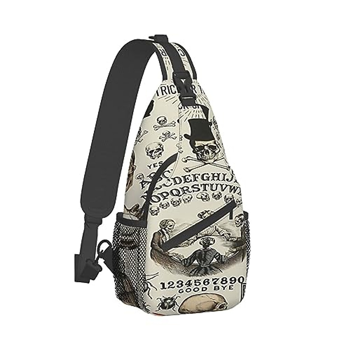 ZHUBAJIE Crossbody Sling Backpack trick or treat Ouija Board Skulls Crossbones Small Chest Bag Day-pack Fanny Pack Cross Body Bag for Hiking Travel