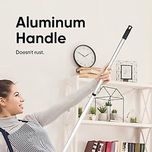 Horse Hair Broom, Broom for Hardwood Floors 18" Horsehair Swivel Kitchen Broom, Soft Bristle Broom with 48" Handle