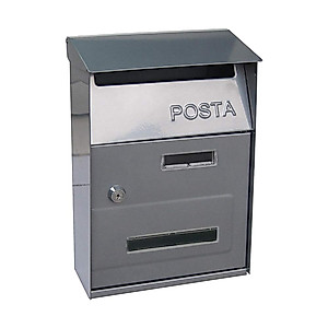 Mailboxes for Outside Mailbox Wall Mount Post Box European Villa Home Wall-Mounted Mailbox Outdoor Garden Simple Creative Simple Creative Waterproof Newspaper Box (Color : Silver)