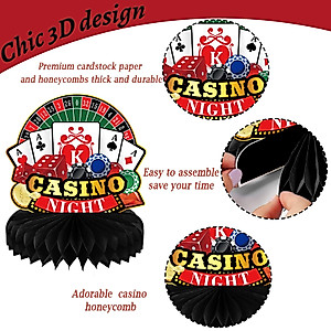 10 Pieces Las Vegas Party Decorations Casino Themed Centerpieces for Tables Decorations 3D Casino Theme Honeycomb Table Topper for Casino Night Birthday Baby Shower Party Supplies