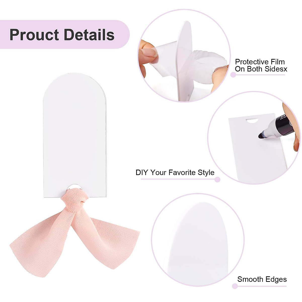 Beadthoven 20 Sets Acrylic Place Cards Wedding Name Cards Acrylic Name Plate Table Number Cards Table Name Tags Signs with Ribbon for Wedding Birthday Dinner Party Table Setting Guest Names