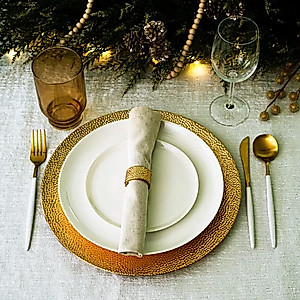 Rickion Charger Plates and Napkin Rings, Set of 6, Gold Chargers for Dinner Plates – Unique, Elegant, Bubble Plate Chargers & Matching Napkin Rings – Thick, Reusable PP Plastic