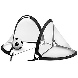 Collapsible Soccer Goal Set of 2 with Travel Bag - Ultra Portable 4 Foot Instant Pop Up Football Goal Nets for The Beach| Playground | Backyard | Camping - Kids Soccer Training Nets (Black)