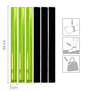 kwmobile 6X Reflective Tape - Reflective Band Snap Bracelet Set - Reflector Band for Arm Leg - Party Accessory - Decorative outerwear