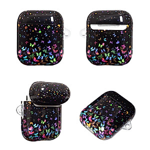AirPod Case 2nd Generation Butterfly,AirPod Case 1st Generation Cute for Women Men with Keychain Silicone Cover Apple AirPods 2nd 1st Generation Charging Case Front Led Visible Colourful Butterflies
