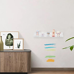 BYCY 8 Packs Clear Acrylic Shelves Wall Mount Holder for Display,Floating Book Shelves for Kids Room,Floating Album Record Shelves Funko Pop Display Shelf for Home (8Packs-Clear)