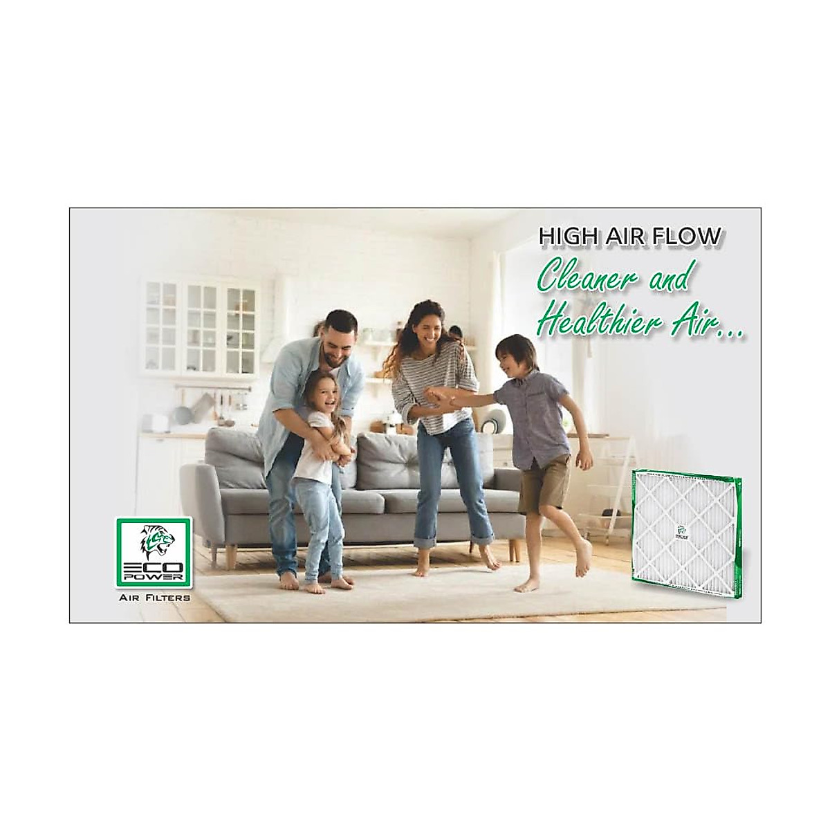 ECO POWER 14x20x1 Air Filter MERV 10, Pleated HVAC AC Furnace Air Filters Replacement (Actual Size: 13.6 x 19.6 x 0.75 Inches), SB3336