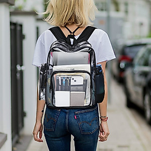 NBUUNBU Clear Backpack Heavy Duty Transparent PVC Bookbags See Through Bags for School Stadium Concert Workplace Travel