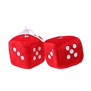 A FEI 1 Pair Fuzzy Dice Dots Rear View Mirror Hanger Decoration Car Styling Accessorie