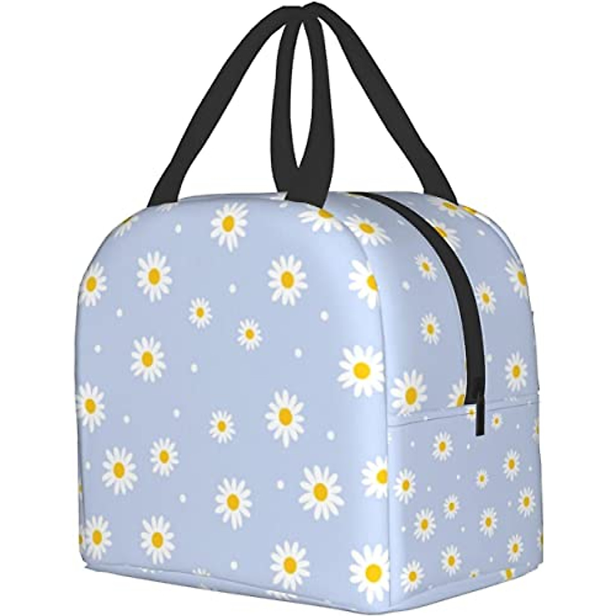 Insulated Lunch Bag for Girls Women, Cooler Tote Reusable Lunch Box Container For Girls Boys School Work Office Travel Picnic Floral Daisy Purple Flower
