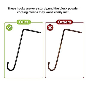 POKUULA 12Pcs Powder Coated Steel Hooks Hanger for Solid Roof Non-Insulated Patio Cover Fits for String Lighting and Lightweight Decorations 3*8 Inch (Black)