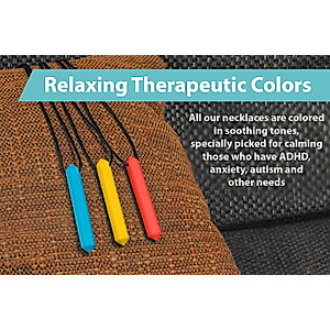Tilcare Chew Chew Pencil Sensory Necklace 3 Set - Best for Kids or Adults That Like Biting or Have Autism – Perfectly Textured Silicone Chewy Toys - Chewing Pendant for Boys & Girls - Chew Necklaces