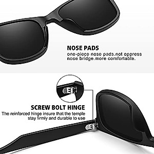 MEETSUN Polarized Sunglasses for Men Women Classic Retro Sun Glasses for Driving Fishing UV Protection 2 Pack C2 Matte Black Frame/Grey Lens