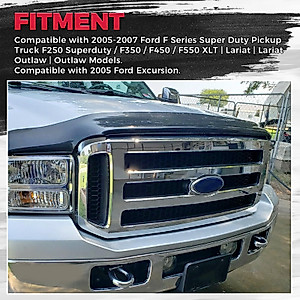 JMTAAT Front Grille Assembly Compatible with Ford 2005-2007 SuperDuty F250 F350 F450 F-250 F-350 F-450 Chrome With Gray Honey Comb Replacement for FO1200456 5C3Z8200BAA (Without Emblem)