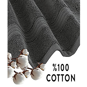 Peshkul Premium Collection Turkish Bath Towel Sets of 6 | 100% Cotton | 2 Bath Towels 27x54, 2 Hand Towels 16x30, 2 Washcloths 13x13 (Mineral Grey)