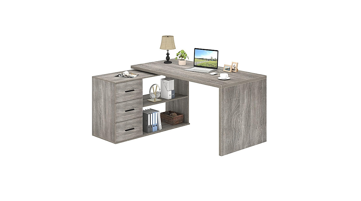 HSH 360° Rotating L Shaped Desk for Home Office