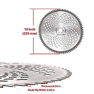 AR-PRO (2-Set) 10" x 80T Carbide Tip Brush Blades – for Cutter, Trimmer, Weed Eater | Made from Premium Stainless Steel That Lasts Long | Cuts Like Butter