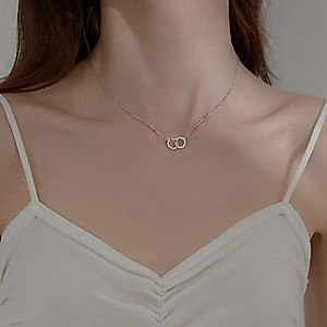 Jewellery for Women,Girl Necklace, Silver Women's Necklace, Double Ring Pendant Party Jewelry (Color : N0109)
