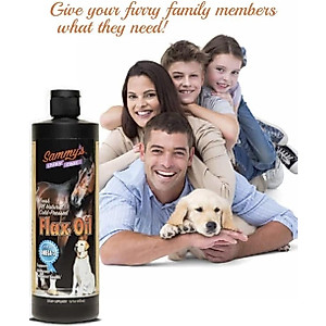 Sammy’s™ Shiny Coat Flaxseed Oil for Pets, Pure Flax Oil for Animals, Omega-3 Fatty Acids for Dogs, Flaxseed Oil Liquid Supplement for Skin and Coat, Flaxseed for Dogs, Cats, Other Pets - 16 oz