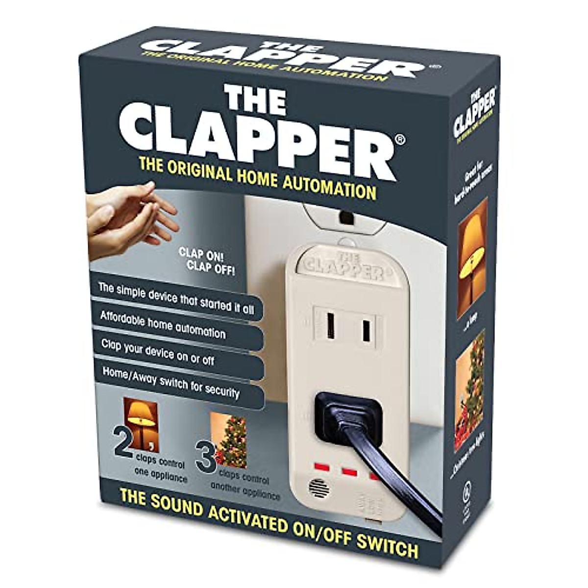 The Clapper, The Original Home Automation Sound Activated Device, On/Off Light Switch, Clap Detection - Kitchen Bedroom TV Appliances - 120v Wall Plug Smart Home Technology, As Seen On TV Home Gift