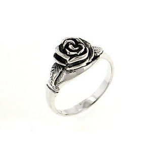 Small Sterling Silver Detailed Rose Flower Ring Size 12(Sizes 3,4,5,6,7,8,9,10,11,12)