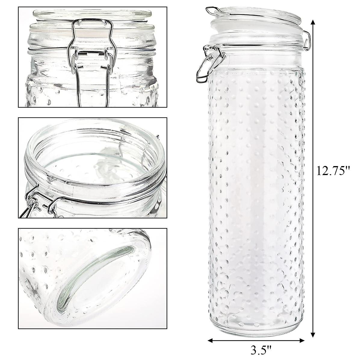 Yesland 2 Pcs 60 Oz Glass Food Storage Jar Canister with Airtight Seal Lid - Large Noodle Holder/Spaghetti Storage Container - Cereal Containers for Kitchen Canning, Pasta, Sugar, Beans and Spice