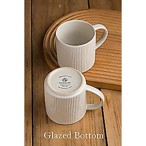 famiware 4 Pieces Coffee Cups, 12 oz Catering Mug with Handle for Coffee, Tea, Cocoa, Milk, Matte White