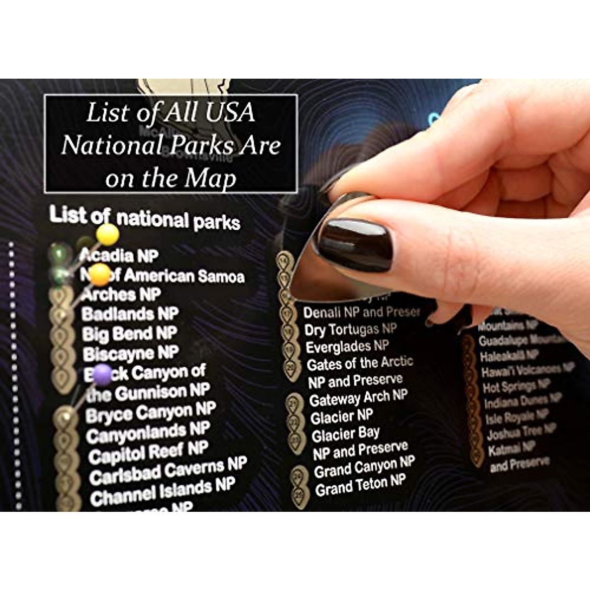 Scratch off map USA with List of TOP sport venues Bucketlist USA National Parks 16x24 Travel map, Premium gift, US map, United states Scratch off map wall poster Push pin map Usa