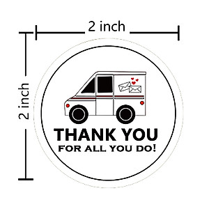 Top label Thank You Postal Worker Stickers,Postal Appreciation Themed Stickers for Package Sealing,2 Inch 500 Pcs