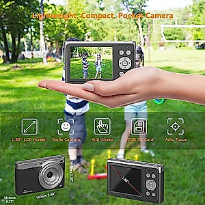 ordine Digital Camera, 4K Kids Camera with 32GB SD Card Autofocus, 50MP Compact Video Camera 16X Digital Zoom Vlogging Camera for Kids Students Teens (Black), (DC504K)