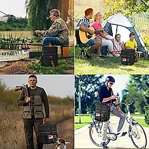 LOKASS Tactical Lunch Box for Men,16L, Double Deck Expandable Insulated Lunch box For Adults/Women Thermal Large Waterproof Leakproof Cooler Bag with Shoulder Strap,Black (Black)