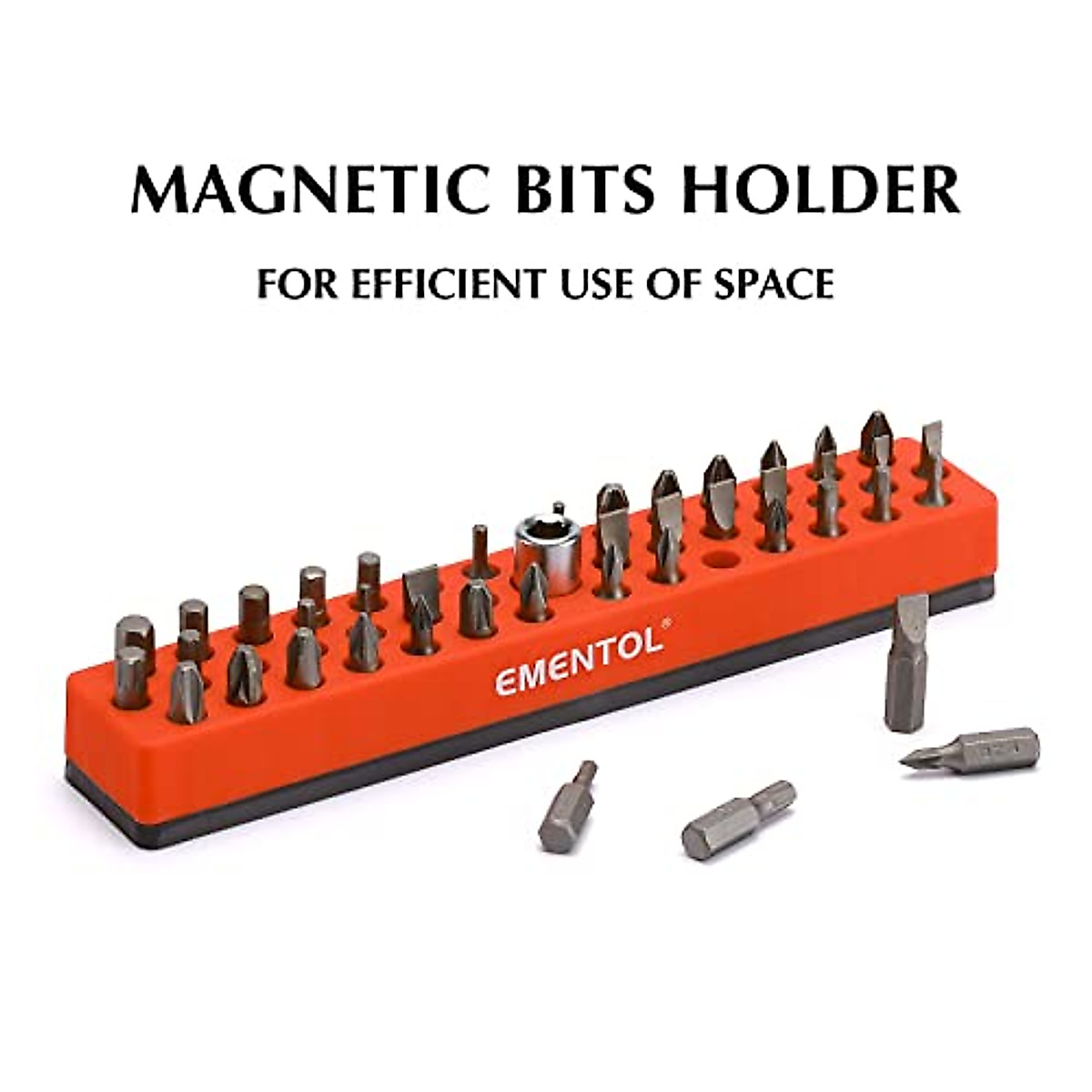 EMENTOL 2PCS 1/4" Magnetic Bits Holder Set - Red and Orange, 86PCS Hole, Bit Organizer with Strong Magnetic, Magnetic Bits Organizer, 2 Pieces