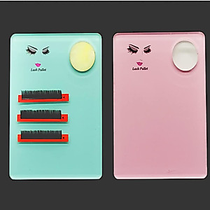 Acrylic Eyelash Extension Eye Lash Pallet Tool, Grafting False Eyelash Jade Console Round Jade Stone Organizer Eyelash Extension Grafting Pad Lash Tray Gasket (Pink)