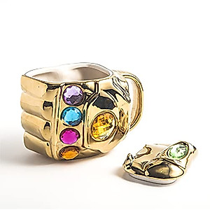 Zak Designs Marvel Thanos Unique 3D Sculpted Ceramic Coffee Mug, Collectible Keepsake Tea Mug for Hot Drinks (15 oz, Non BPA, Thanos Infinity Gauntlet)