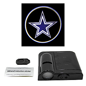 Sporticulture NFL American Football Dallas Cowboys - Led Car Door Light - Wireless Led Projector with One Team Logo Slide - Compatible for Most Car Models - Battery-Operated, 2.5” x 2.5”