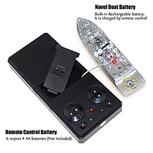 Tipmant Military RC Naval Ship Vessel Model Remote Control Boat Toy Speedboat Electric Water Kids Birthday (Silver)