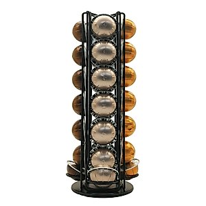 Miuly Coffee Capsule Holder For Nespresso Vertuoline, Coffee Capsule Stands Rotating Pod Rack holds 28 Nespresso Vertuo Pods, Black