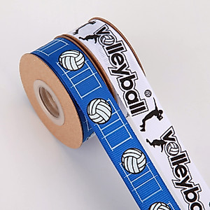 Meseey 2 Rolls 20 Yards Sport Ball Ribbon3/4Inch Fabric Ribbons for Wreath Gift Wrapping Sport Team Party Decor (Volleyball)