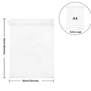 SumDirect 100Pcs12x16 Inches Extra Large White Organza Gift Bags with Drawstring