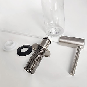 EADOT Brushed Nickel Built in Dish Soap Dispenser for Kitchen Sink with 17 OZ PET Soap Bottle Refill from The Top, Under Counter Brass Pump Head Liquid Lotion Dispenser, Undermount Copper Pump Head