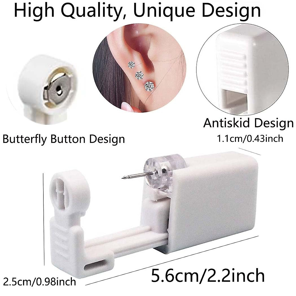 prgislew Ear Piercing Gun Kit 18Pcs Disposable Ear Piercing Kit Including 6Pcs Self Ear Piercing Gun with 6Pcs Built-in Earrings Stud 6Pcs Clean Tools for Ear Cartilage Tragus Helix Piercing Kit