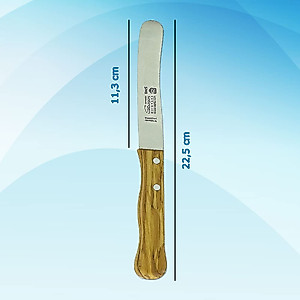 SMI - Bread Knife Solingen Butter Knife Olive Wood Handle Butter Spreader Table Knife with Wide Blade - Made in Germany - Not Dishwasher Safe