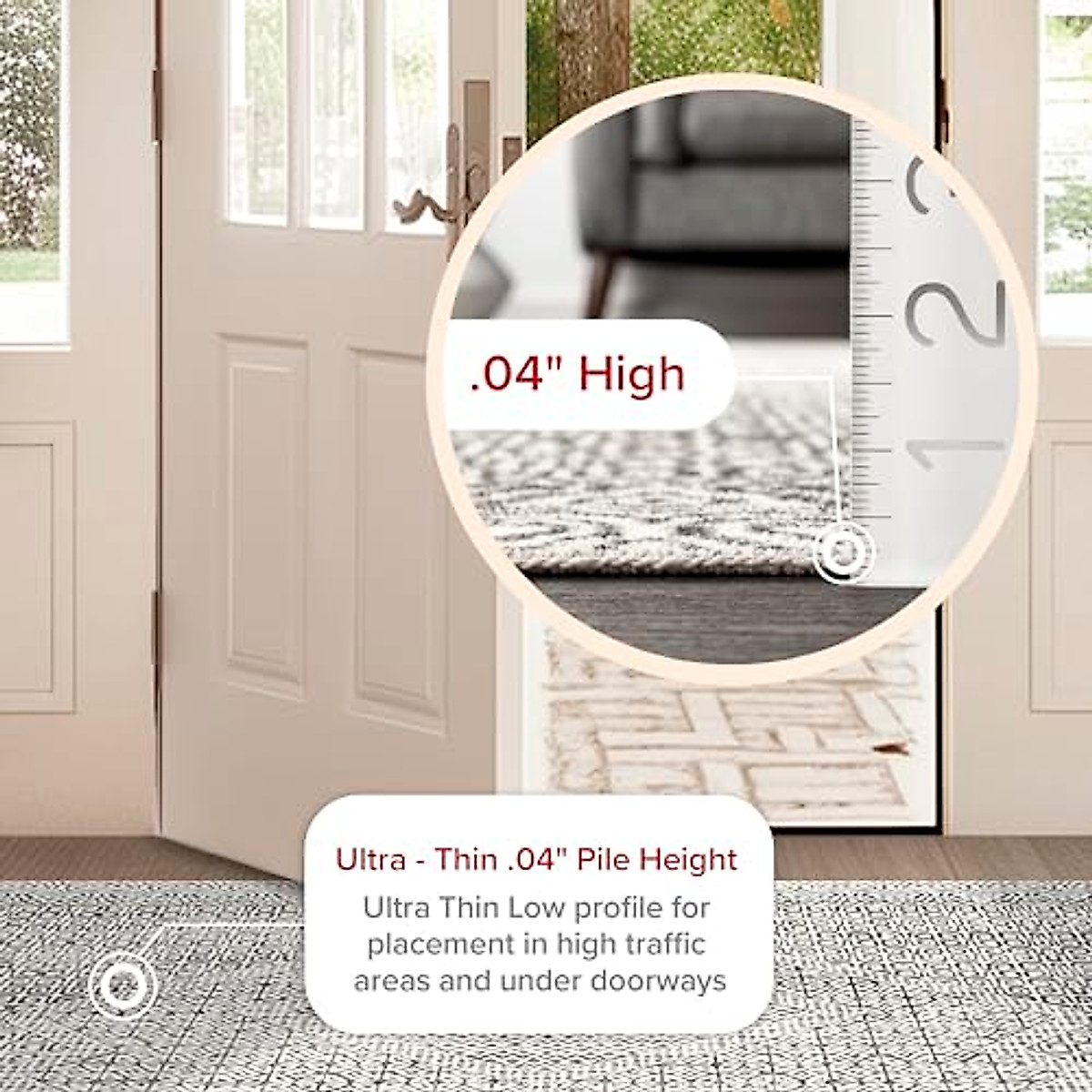 nuLOOM 6' Round SpinClean Machine Washable Stain-Resistant Area Rug with Non Slip Backing, Low Profile for Living Room, Bedroom, and Dining Room, Hart Grey