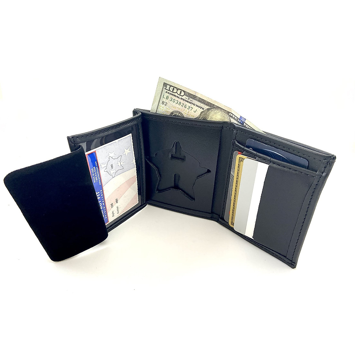 Perfect Fit Shield Wallets Chicago Patrol Hidden Badge Wallet Leather Black (Cutout PF480)
