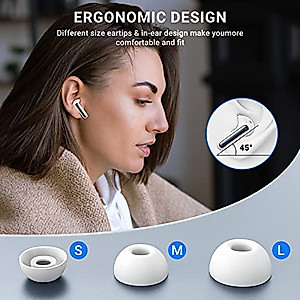 Wireless Earbuds,2023 Wireless Headphones HiFi Stereo Earphones with 4 ENC Noise Canceling Mic, 42Hs Playtime In Ear Earbud, Bluetooth 5.3 Sport Earphones with LED Power Display for Android iOS Silver